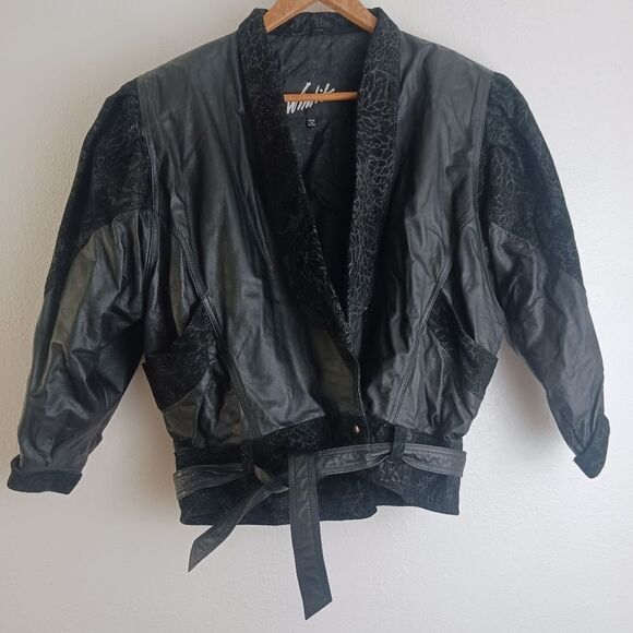 Winlit | Jackets & Coats | Winlit Leather Jacket Crop Bikerboho Hippie ...